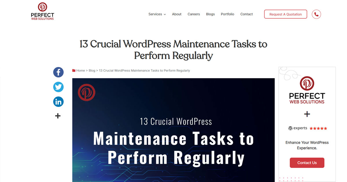 13 Crucial WordPress Maintenance Tasks To Perform Regularly » Perfect Web Solutions